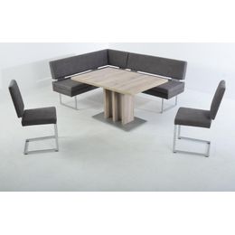 K+w Komfort & Wohnen Essgruppe K+W KOMFORT & WOHNEN, grau (schwarzgrau 80,), B:158 H:89 T:199, Sitzmöbel-Sets, langer Schenkel links oder rechts, 2 Freischwinger, 1 Funktionstisch