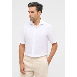 Kurzarmhemd Eterna "MODERN FIT", Herren, Gr. 48, Normalgrößen, weiß, Twill, 59% Baumwolle, 41% Leinen, tailliert, Hemden, EASY IRON (bügelleicht)