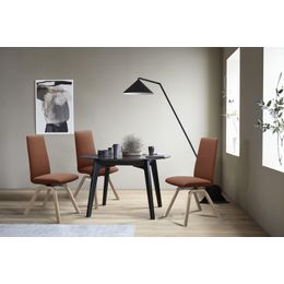Polsterstuhl stressless "Laurel", braun (copper paloma, eiche gekalkt), B:49cm H:105cm T:60cm, Leder PALOMA: PALOMA ist ein durchgefärbtes Semianilin-Möbelleder mit natürlicher Narbung., Stühle, High Back, Größe M, mit schräggestellten Beinen in Eiche gekalkt