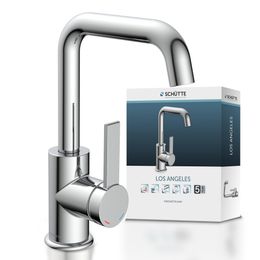 Sch&uuml;tte Waschtischarmatur SCH&Uuml;TTE "&raquo;LOS ANGELES&laquo;", silber (chrom), B:5cm H:24,5cm T:17,5cm &Oslash;:5cm, Messing, Armaturen, Praktische Cold-Start-Funktion zum Energiesparen