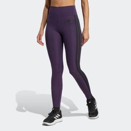 Trainingstights adidas Performance "OPT ESS 3S L", Damen, Gr. XS, N-Gr, aurora plum, schwarz, Obermaterial: 85% Polyester, 15% Elasthan, Hosen