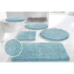 Badematte my home "Sanremo, Badvorleger, Badezimmer Teppich, sehr weich" Gr. 7, hellblau, H:30mm, Polyester, Badematten, Badteppich, unifarben, rechteckig, rund & als 3-tlg. Set erhältlich
