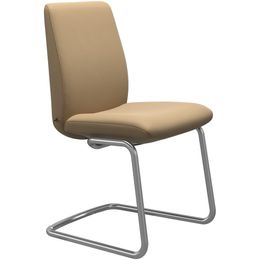 Polsterstuhl stressless "Laurel", beige (sand paloma, schwarz matt), B:53cm H:92cm T:59cm, Leder PALOMA: PALOMA ist ein durchgefärbtes Semianilin-Möbelleder mit natürlicher Narbung., Stühle, Low Back, Größe L, mit Beinen aus Stahl in Schwarz matt