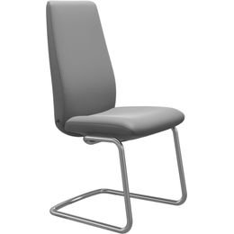 Polsterstuhl stressless "Laurel", grau (wild dove batick, chrom glänzend), B:53cm H:105cm T:60cm, Leder BATICK: BATICK ist ein leicht korrigiertes, durchgefärbtes und genarbtes Möbelleder, bei dem die meisten Unebenheiten und Spuren in der Regel entfernt wurden., Stühle, High Back, Größe L, mit Beinen aus Stahl in Chrom glänzend