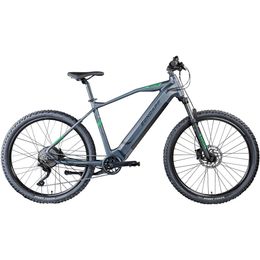 Zündapp E-Bike ZÜNDAPP "Z808" Gr. 48, schwarz (grau, grün, schwarz), Elektrofahrräder, 48cm, 27,5 Zoll (69,85cm), Pedelec, Elektrofahrrad für Damen u. Herren, MTB