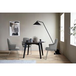 Polsterstuhl stressless "Laurel", grau (wild dove batick, schwarz matt), B:58cm H:92cm T:59cm, Leder BATICK: BATICK ist ein leicht korrigiertes, durchgefärbtes und genarbtes Möbelleder, bei dem die meisten Unebenheiten und Spuren in der Regel entfernt wurden., Stühle, Low Back mit Armlehne, Größe L, mit Beinen aus Stahl in Schwarz matt