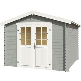 Gartenhaus Lasita Maja "NORAH 275", grau (lichtgrau), ohne Fußboden, ohne Dacheindeckung, Holzwerkstoff, Gartenhäuser