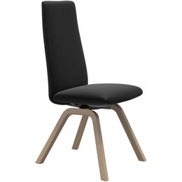 Polsterstuhl stressless "Laurel", schwarz (schwarz paloma, eiche natur), B:49cm H:105cm T:60cm, Leder PALOMA: PALOMA ist ein durchgefärbtes Semianilin-Möbelleder mit natürlicher Narbung., Stühle, High Back, Größe M, mit schräggestellten Beinen in Eiche natur