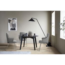 Polsterstuhl stressless "Laurel", grau (wild dove batick, chrom glänzend), B:58cm H:92cm T:59cm, Leder BATICK: BATICK ist ein leicht korrigiertes, durchgefärbtes und genarbtes Möbelleder, bei dem die meisten Unebenheiten und Spuren in der Regel entfernt wurden., Stühle, Low Back mit Armlehne, Größe L, mit Beinen aus Stahl in Chrom glänzend