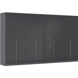 Drehtürenschrank Rauch "Kleiderschrank Kleiderschränke Schrank Garderobe AGORDO mit Glasfront", graumetallic, glas basalt, B:360cm H:210cm T:54cm, Holzwerkstoff, Schränke, durchdachte Innenausstattung, in 7 Breiten und 2 Höhen MADE IN GERMANY
