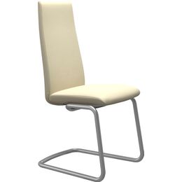 Polsterstuhl stressless "Laurel", beige (vanilla paloma, chrom matt), B:53cm H:105cm T:60cm, Leder PALOMA: PALOMA ist ein durchgefärbtes Semianilin-Möbelleder mit natürlicher Narbung., Stühle, High Back, Größe M, mit Beinen aus Stahl in Chrom matt