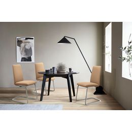 Polsterstuhl stressless "Laurel", beige (sand paloma, chrom matt), B:53cm H:92cm T:59cm, Leder PALOMA: PALOMA ist ein durchgefärbtes Semianilin-Möbelleder mit natürlicher Narbung., Stühle, Low Back, Größe L, mit Beinen aus Stahl in Chrom matt