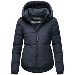 Steppjacke Navahoo "Lachperle XIV", Damen, Gr. M (38), blau (navy), Obermaterial: 100% Polyester (recycelt), Futter: 100% Polyester (recycelt), Ärmelfutter: 100% Polyester (recycelt), Wattierung: 100% Polyester (recycelt), Basic, figurumspielend hüftbedeckend, hoch geschlossener Ausschnitt, Ärmel ohne Ärmelschlitz Rippbündchen, Jacken, Kurze gesteppte Damen Winterjacke mit hohem Kragen und Kapuze