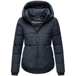 Steppjacke Navahoo "Lachperle XIV", Damen, Gr. M (38), blau (navy), Obermaterial: 100% Polyester (recycelt), Futter: 100% Polyester (recycelt), Ärmelfutter: 100% Polyester (recycelt), Wattierung: 100% Polyester (recycelt), Basic, figurumspielend hüftbedeckend, hoch geschlossener Ausschnitt, Ärmel ohne Ärmelschlitz Rippbündchen, Jacken, Kurze gesteppte Damen Winterjacke mit hohem Kragen und Kapuze