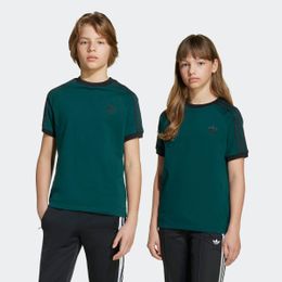 T-Shirt adidas originals "3 STRIPE TEE", Kinder, Gr. 128, aurora ivy, Obermaterial: 100% Baumwolle, Sportlich, Rundhals, Shirts, drei Streifen Shirt für Kinder