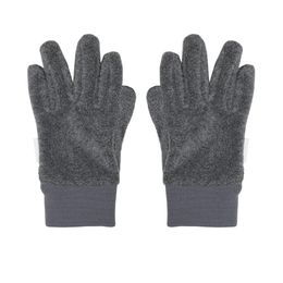 Fleecehandschuhe MaxiMo, Jungen, Gr. 6, grau (mittelgraumeliert), Fleece, Kunstfaser, unifarben, Handschuhe, Fingerhandschuhe, Boucle-Optik, Strickbündchen