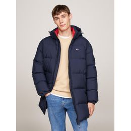 Steppjacke Tommy Jeans "TJM ESSENTIAL DOWN PARKA", Herren, Gr. L, blau (schwarz night navy), Web, Obermaterial: 100% Polyester, Basic normal, elastischer Bund, Jacken, Daunenjacke, Übergangsjacke mit Kapuze