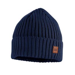 Strickmütze MaxiMo, Baby, Gr. 51, blau (marine), Strick, Wolle, unifarben, Mützen, Wolle, gefüttert, breiter Umschlag