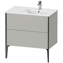 Duravit XViu Waschtisch-Unterschrank XV44870B207 81x48x59,4cm, 2 Auszüge, Becken rechts, schwarz matt, betongrau matt