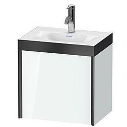 Duravit XViu Waschtisch-Unterschrank XV4631OB285P 45x33,3cm, 1 Tür, rechts, 1 Hahnloch, schwarz matt, Rahmen P, weiß hochglanz