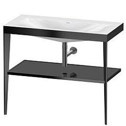 Duravit XViu Möbelwaschtisch-Kombination XV4716NB240 100 x 48 cm, ohne Hahnloch, schwarz hochglanz, mit Metallkonsole, schwarz matt