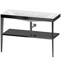 Duravit XViu Möbelwaschtisch-Kombination XV4717NB240 120 x 48 cm, ohne Hahnloch, schwarz hochglanz, mit Metallkonsole, schwarz matt