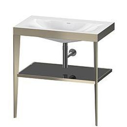 Duravit XViu Möbelwaschtisch-Kombination XV4715NB140 80 x 48 cm, ohne Hahnloch, schwarz hochglanz, mit Metallkonsole, champagner matt