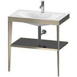 Duravit XViu Möbelwaschtisch-Kombination XV4715OB140 80 x 48 cm, 1 Hahnloch, schwarz hochglanz, mit Metallkonsole, champagner matt