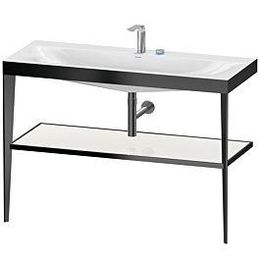 Duravit XViu Möbelwaschtisch-Kombination XV4717EB285 120 x 48 cm, 2 Hahnlöcher, weiß hochglanz, mit Metallkonsole, schwarz matt