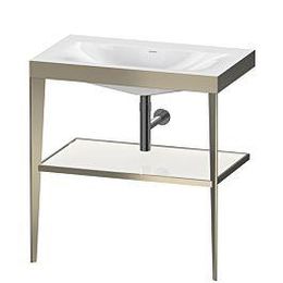 Duravit XViu Möbelwaschtisch-Kombination XV4715NB185 80 x 48 cm, ohne Hahnloch, weiß hochglanz, mit Metallkonsole, champagner matt