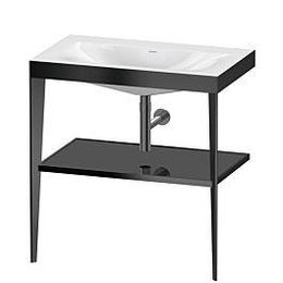 Duravit XViu Möbelwaschtisch-Kombination XV4715NB240 80 x 48 cm, ohne Hahnloch, schwarz hochglanz, mit Metallkonsole, schwarz matt