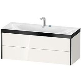 Duravit XViu Waschtisch-Unterschrank XV4617EB222P 120x48cm, 2 Schubkästen, 2 Hahnlöcher, schwarz matt, Rahmen P, weiß hochglanz