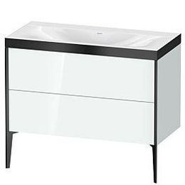 Duravit XViu Waschtisch-Unterschrank XV4711NB285P 100x48cm, 2 Auszüge, ohne Hahnloch, schwarz matt, Rahmen P, weiß hochglanz
