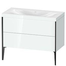 Duravit XViu Waschtisch-Unterschrank XV4711NB285C 100x48cm, 2 Auszüge, ohne Hahnloch, schwarz matt, Rahmen C, weiß hochglanz
