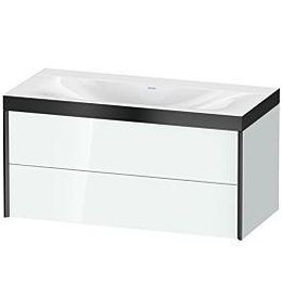 Duravit XViu Waschtisch-Unterschrank XV4616NB285P 100x48cm, 2 Schubkästen, ohne Hahnloch, schwarz matt, Rahmen P, weiß hochglanz