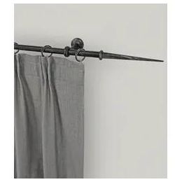 Gardinenstange Garesa "ESPERANCA", schwarz, L:220cm Ø:16mm, Metall, Gardinenstangen, rustikale Vorhanggarnitur, verlängerbar, Endknopf Spitze, m. Ringe