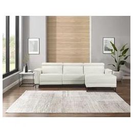 Ecksofa Home Affaire "Lund, L-Form, 261cm, man. o. elektr. Relaxfunktion (mit USB-A)", beige (creme), B:261cm H:97cm T:179cm, Kunstleder 100% Polyurethan, Sofas, und Kopfteilverstellung