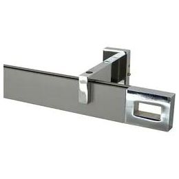 Gardinenstange Garesa "FLAT", silber (vernickelt, chromfarben), L:410cm, Aluminium, Gardinenstangen, Rechteckprofil, Wandmontage, perfekter Lauf, modern, verlängerbar