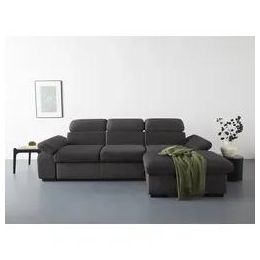 Ecksofa COTTA "Lola L-Form mit Kopfteilfunktion & Hocker", braun (mud), B:250cm H:73cm T:165cm, 100% Polyester, Sofas, wahlweise mit Bettfunktion, Bettkasten & Armteilverstellung