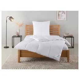 Daunenbettdecke + Kopfkissen Home Affaire "Moulle, Bettdecke in 135x200 cm, 155x220 cm, 2-tlg.", weiß, B/L: 135cm x 200cm Anzahl Teile 1, B/L: 80cm x 80cm Anzahl Teile 1, Bezug: Baumwolle Füllung: Entendaune/-feder, warm, Bettdecken Bezug: 100% Baumwolle. Kopfkissen Bezug: 100% Baumwolle. Bettdecken Füllung: 90% Daunen, 10% Federn. Kopfkissen Füllung: 85% Federn, 15% Daunen, Bettwaren-Sets, Set mi
