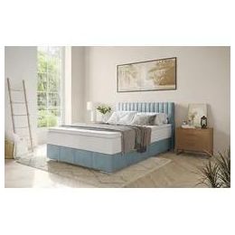 Boxbett Inosign "Thor mit Bettkasten, inkl. Matratze, Topseller", blau (savona 25 blau), B:146cm L:208cm, Komplettbetten, Boxspringbett, Topper und Zierkissen, in verschiedenen Härtegraden verfügbar
