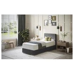 Boxbett Inosign "Thor mit Bettkasten, inkl. Matratze, Topseller", grau (stripes 8629 stone), B:96cm L:208cm, Komplettbetten, Boxspringbett, Topper und Zierkissen, in verschiedenen Härtegraden verfügbar