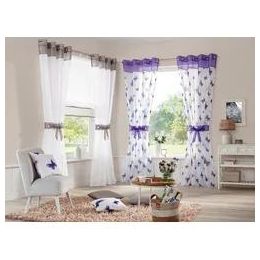 Gardine my home "Villars" Gr. 5, grau, B:140cm H:265cm, Voile, Polyester, Gardinen, Vorhang, Fertiggardine, inkl. 2 Raffhalter, transparent, 2-er Set