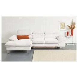 Ecksofa COTTA "Driver L-Form", weiß, B:268cm H:73cm T:169cm, LEDER BEEFY (ein abgedecktes Spalt-Rindsleder) im Sitz und Rücken (Korpus in Kunstleder);Luxus-Kunstleder;Kunstleder SOFTLUX;NaturLEDER (echtes Rindsleder), Rückseite mit schwarzem Spannstoff bezogen, Sofas, mit Kopfteilverstellung, wahlweise mit Bettfunktion & Bettkasten, Topseller