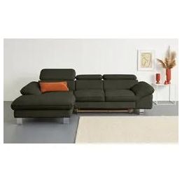 Ecksofa COTTA "Driver L-Form", grün (hunter), B:268cm H:73cm T:169cm, LEDER BEEFY (ein abgedecktes Spalt-Rindsleder) im Sitz und Rücken (Korpus in Kunstleder);Luxus-Kunstleder;Kunstleder SOFTLUX;NaturLEDER (echtes Rindsleder), Rückseite mit schwarzem Spannstoff bezogen, Sofas, mit Kopfteilverstellung, wahlweise mit Bettfunktion & Bettkasten, Topseller