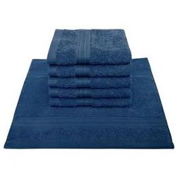 Seiftuch Dyckhoff "Siena", blau (tintenblau), B:30cm L:30cm, Frottier, Waschlappen, mit Bordüre