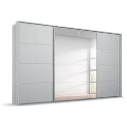 Schwebetürenschrank Rauch "Kleiderschrank Schrank Garderobe OTELI inkl. 3 Innenschubladen", grau (seidengrau), B:323cm H:233cm T:68cm, Holzwerkstoff, Schränke, mit Mittelspiegel und Passepartout optional mit Beleuchtung