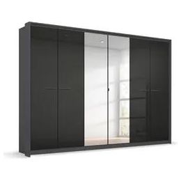 Drehtürenschrank Rauch "Kleiderschrank Schrank Garderobe Wäscheschrank Ankleide OTELI", grau (graumetallic, effektgrau hochglanz), B:275cm H:231cm T:58cm, Holzwerkstoff, Schränke, mit Mittelspiegel und Passepartout optional mit Beleuchtung