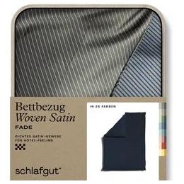 Bettbezug Schlafgut "Premium Bettbezug Woven Fade Satin (1 St)", blau (blau deep, off, schwarz), L:200cm, Mako-Satin, Obermaterial: 100% Baumwolle, Bettbez&uuml;ge, Ton-in-Ton Rei&szlig;verschluss, Fadendichte von 300tc, Streifen, OEKO Tex