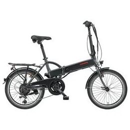 E-Bike Telefunken "Kompakt F820" Gr. 37, grau (anthrazit, anthrazit), Elektrofahrräder, 37cm, 20 Zoll (50,80cm), Pedelec, Elektrofahrrad für Damen u. Herren